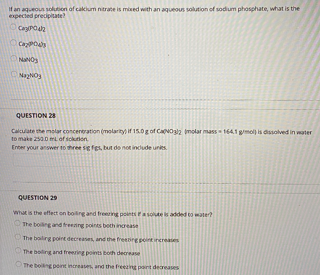 Solved If an aqueous solution of calcium nitrate is mixed | Chegg.com