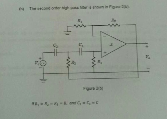 Solved (b) The second order high pass filter is shown in | Chegg.com