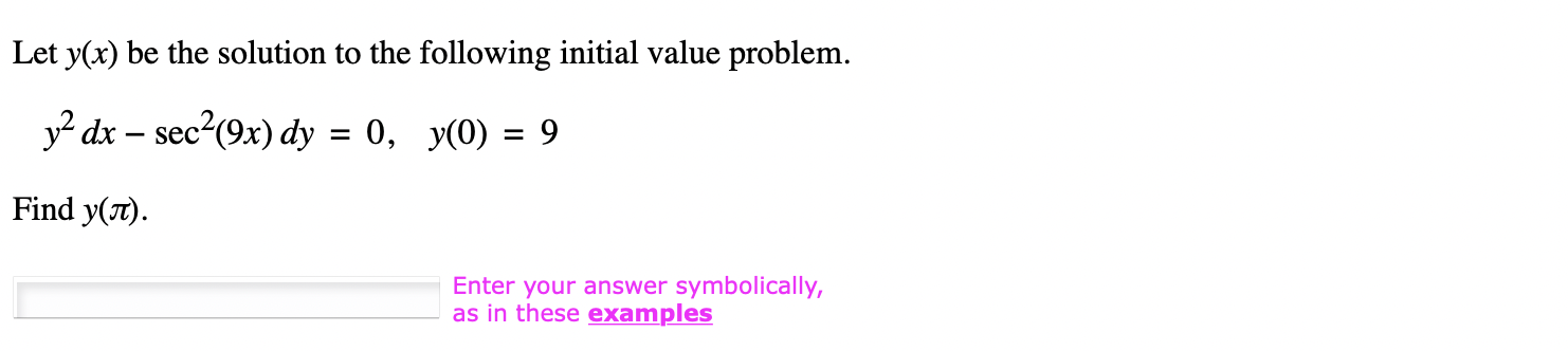 Solved Let y(x) be the solution to the following initial | Chegg.com