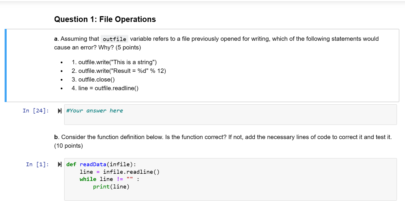Solved a. Assuming that outfile variable refers to a file | Chegg.com
