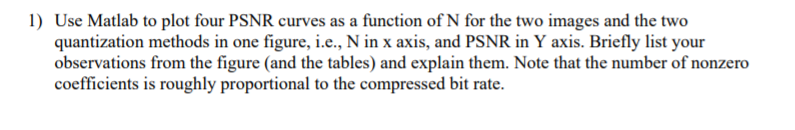 1) Use Matlab to plot four PSNR curves as a function | Chegg.com