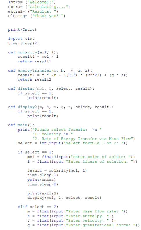 Solved Intro= ("Welcome!!") extra= ("Calculating....") | Chegg.com