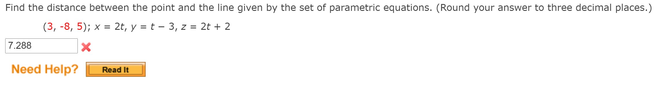 Solved Find the distance between the point and the line | Chegg.com