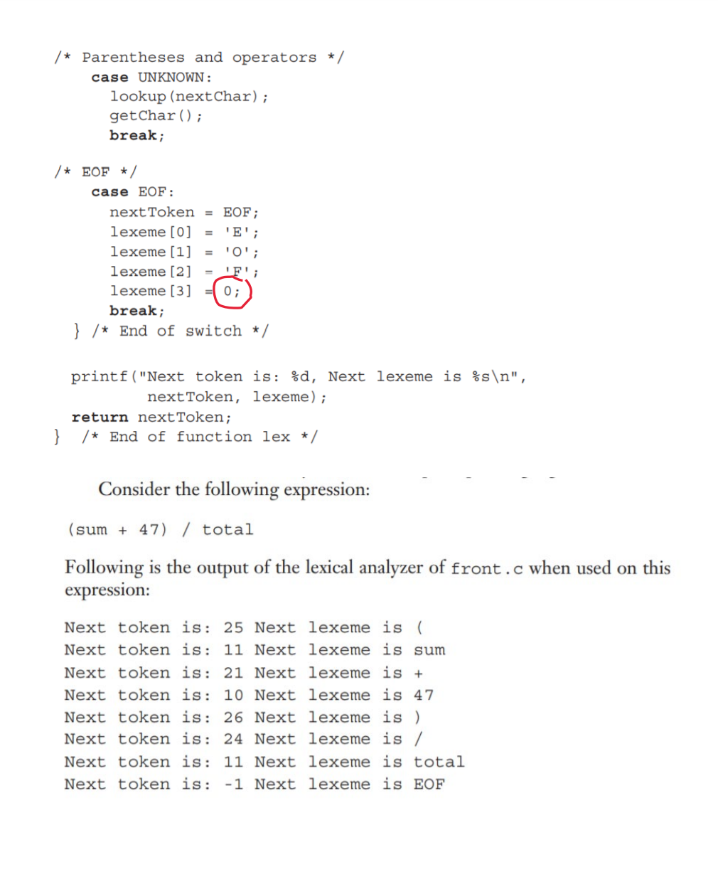 Solved The following is a C implementation of a lexical | Chegg.com