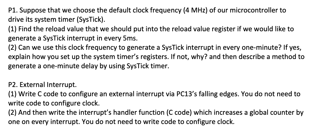 P1. Suppose that we choose the default clock | Chegg.com