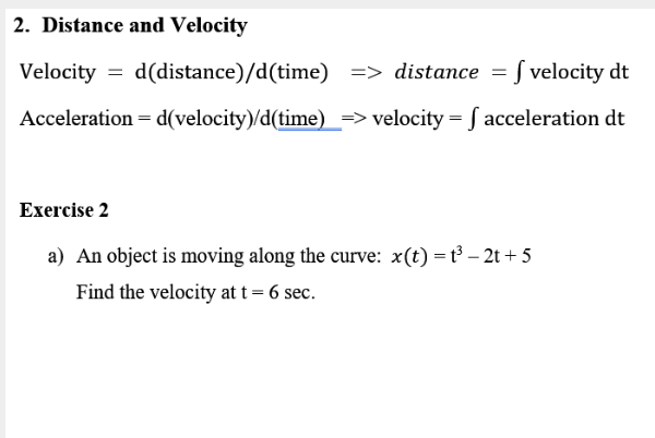 Solved 2. Distance and Velocity Velocity = | Chegg.com