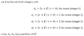 Solved Let Z be the set of all integers with A0={n∈Z∣n=4k, | Chegg.com
