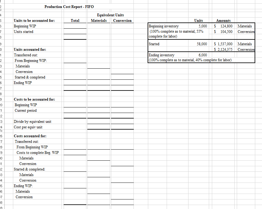 Solved 2 > Production Cost Report - FIFO Equivalent Units | Chegg.com