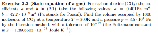 Solved Exercise 2.2 (State equation of a gas) For carbon | Chegg.com