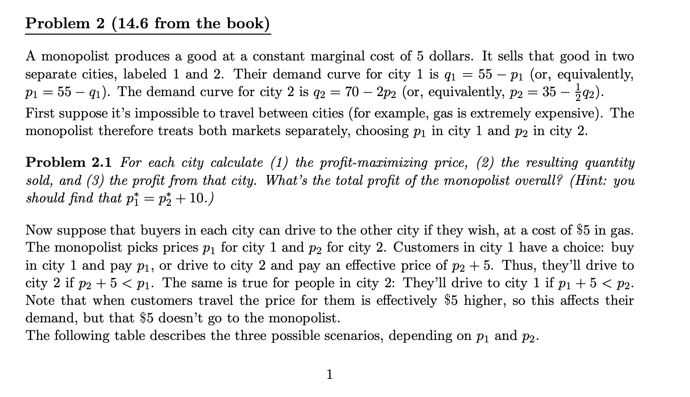 Solved Problem 2 (14.6 from the book) A monopolist produces | Chegg.com