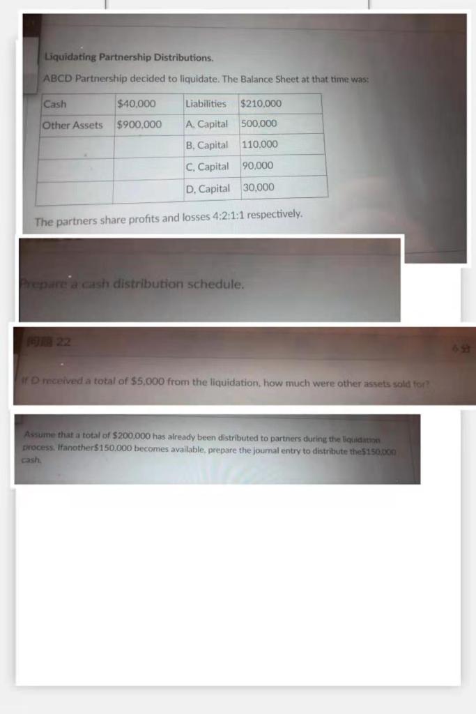 Solved Liquidating Partnership Distributions. ABCD | Chegg.com