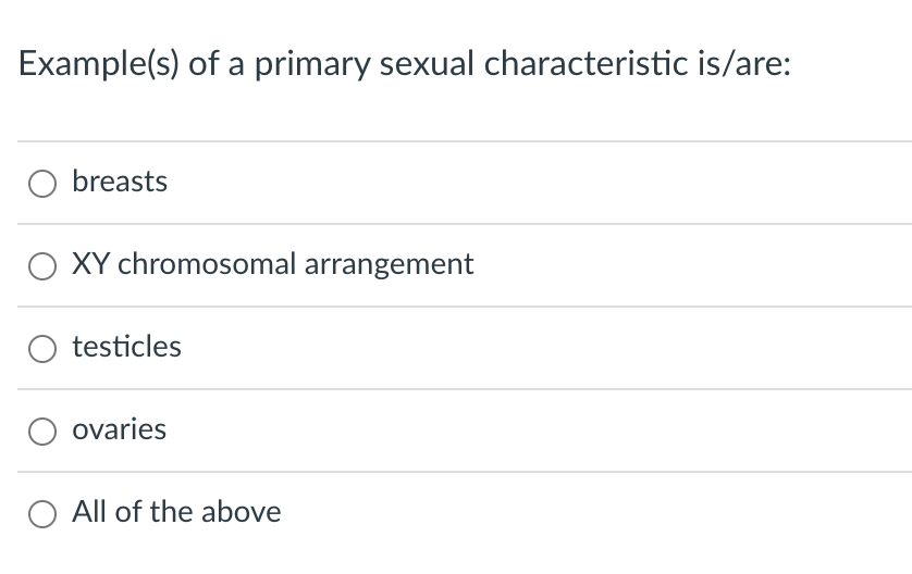 Solved Example(s) of a primary sexual characteristic is/are: | Chegg.com