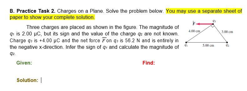 Solved GENERAL PHYSICS 2 : ELECTRIC FORCE PLEASE ANSWER AND | Chegg.com
