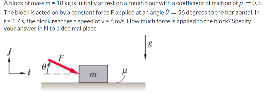 Solved A block of mass m=18 kg is initially at rest on a | Chegg.com