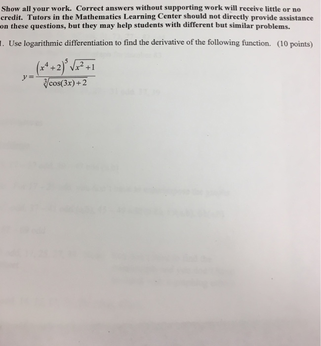 Solved Show all your work. Correct answers without | Chegg.com