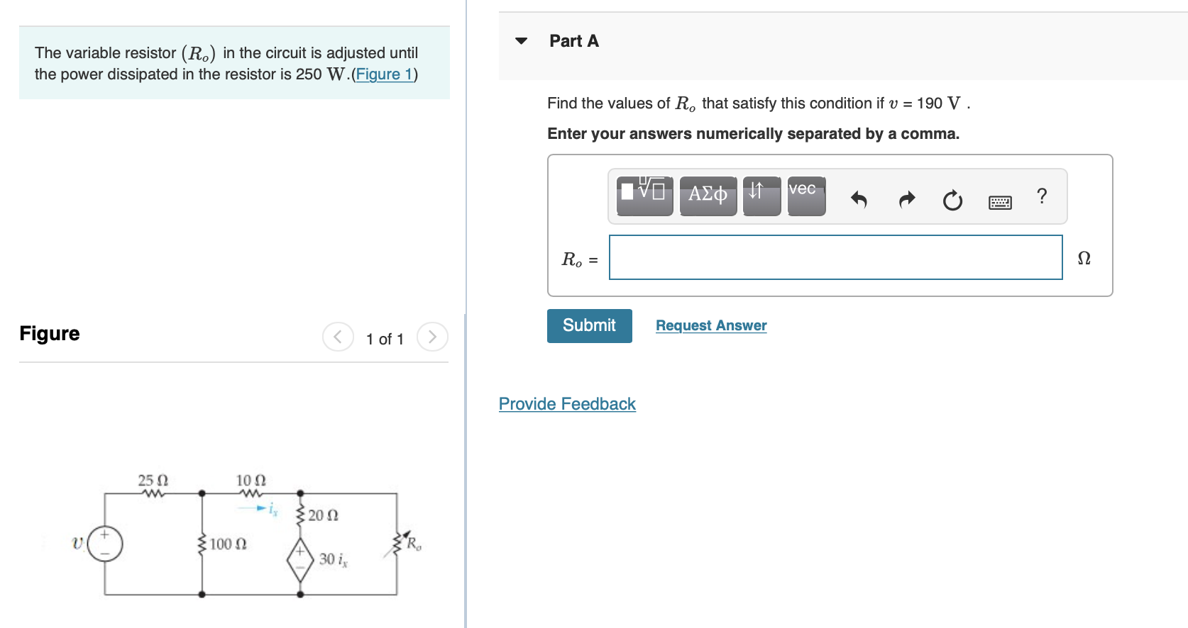 Solved The variable resistor (Ro) in the circuit is adjusted | Chegg.com