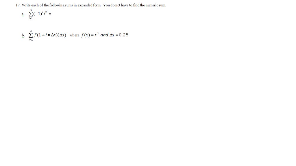 Solved 17. Write each of the following sums in expanded form | Chegg.com