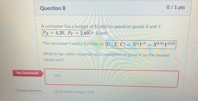 Solved 0 1 pts Question 8 A consumer has a budget of $1,460 | Chegg.com Solved 0 1 pts Question 8 A consumer has a budget of $1,460 | Chegg.com