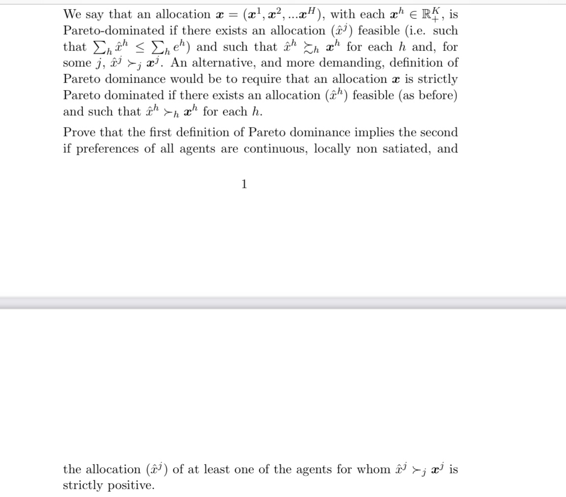 Solved We say that an allocation x=(x1,x2,dotsxH), ﻿with | Chegg.com