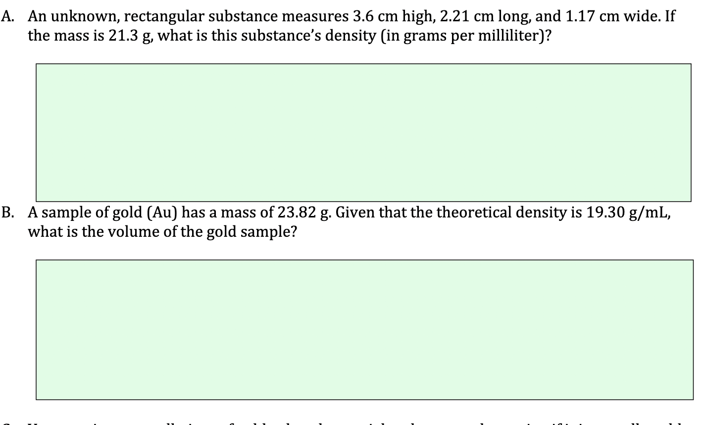 Solved An unknown, rectangular substance measures 3.6 cm | Chegg.com