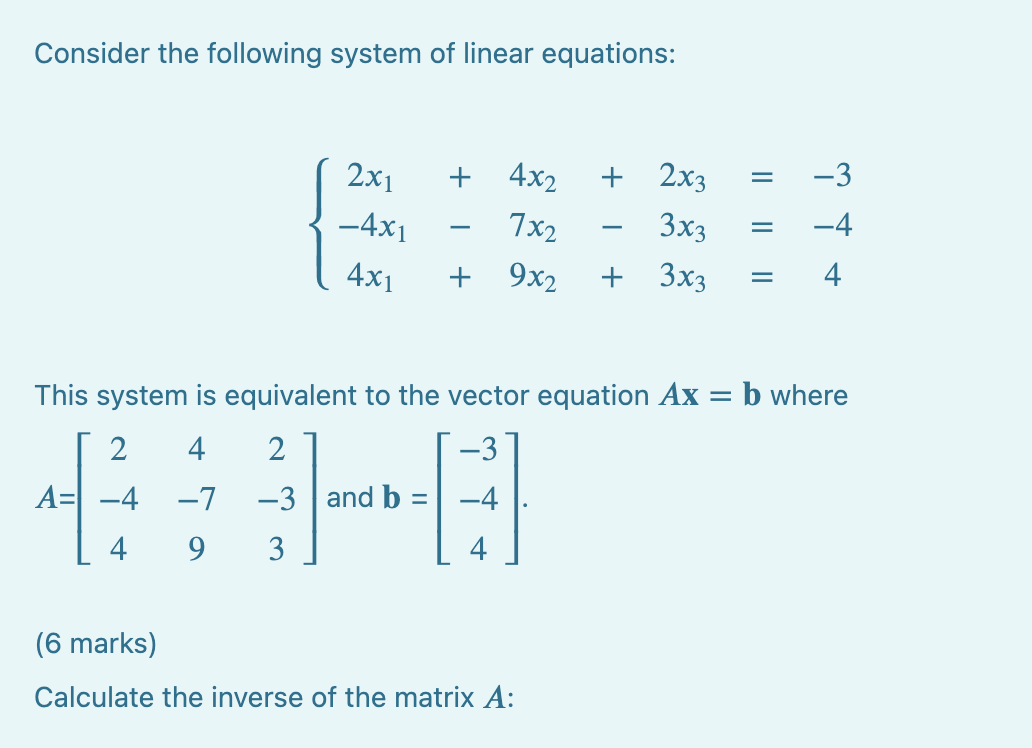 Solved Consider the following system of linear equations: | Chegg.com
