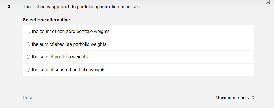 Solved The Tikhonov approach to portfolio optimisation | Chegg.com
