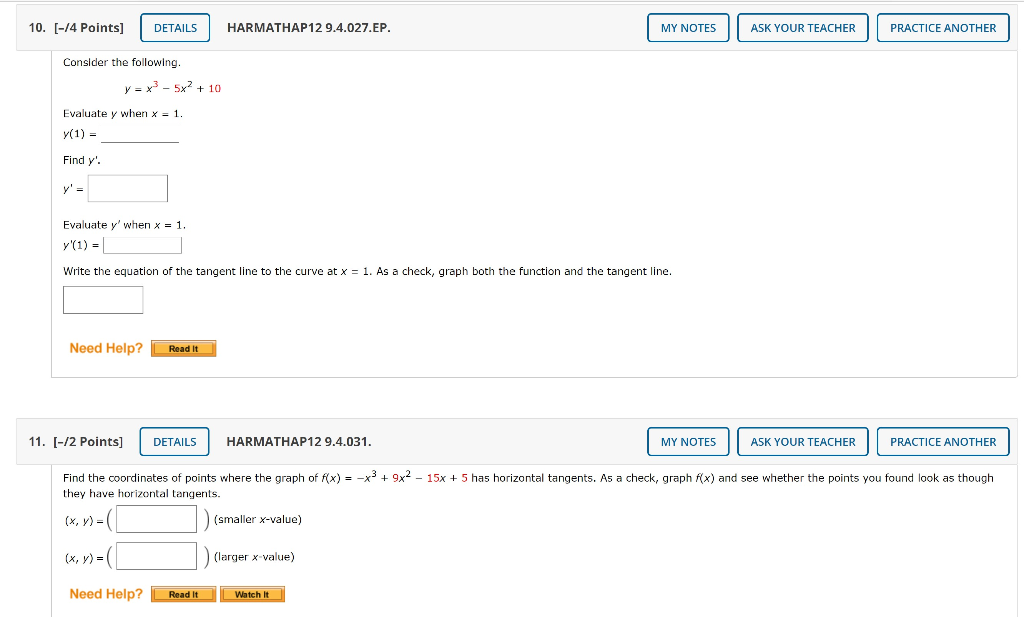 Solved 10. [-14 Points] DETAILS HARMATHAP12 9.4.027.EP. MY | Chegg.com