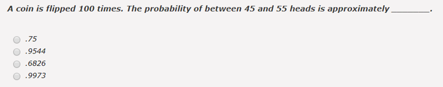 Solved A coin is flipped 100 times. The probability of | Chegg.com