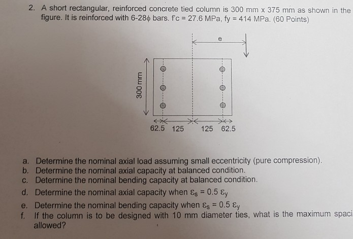 2. A short rectangular, reinforced concrete tied | Chegg.com