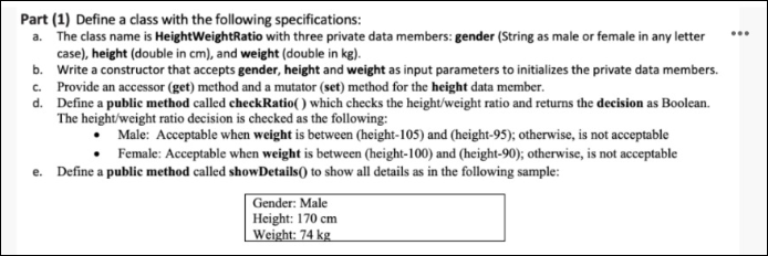 Solved Part (1) Define a class with the following | Chegg.com