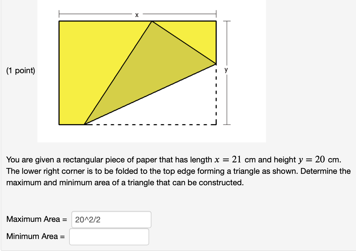 Solved (1 point) You are given a rectangular piece of paper | Chegg.com