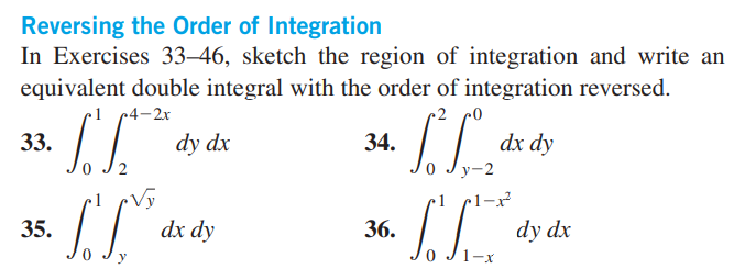 Solved Reversing the Order of Integration In Exercises | Chegg.com