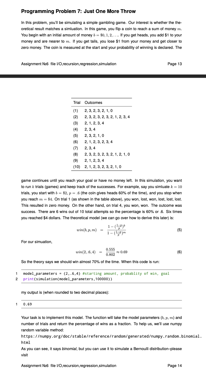 USE THIS FUNCTION:def simulation(model_parameters, | Chegg.com