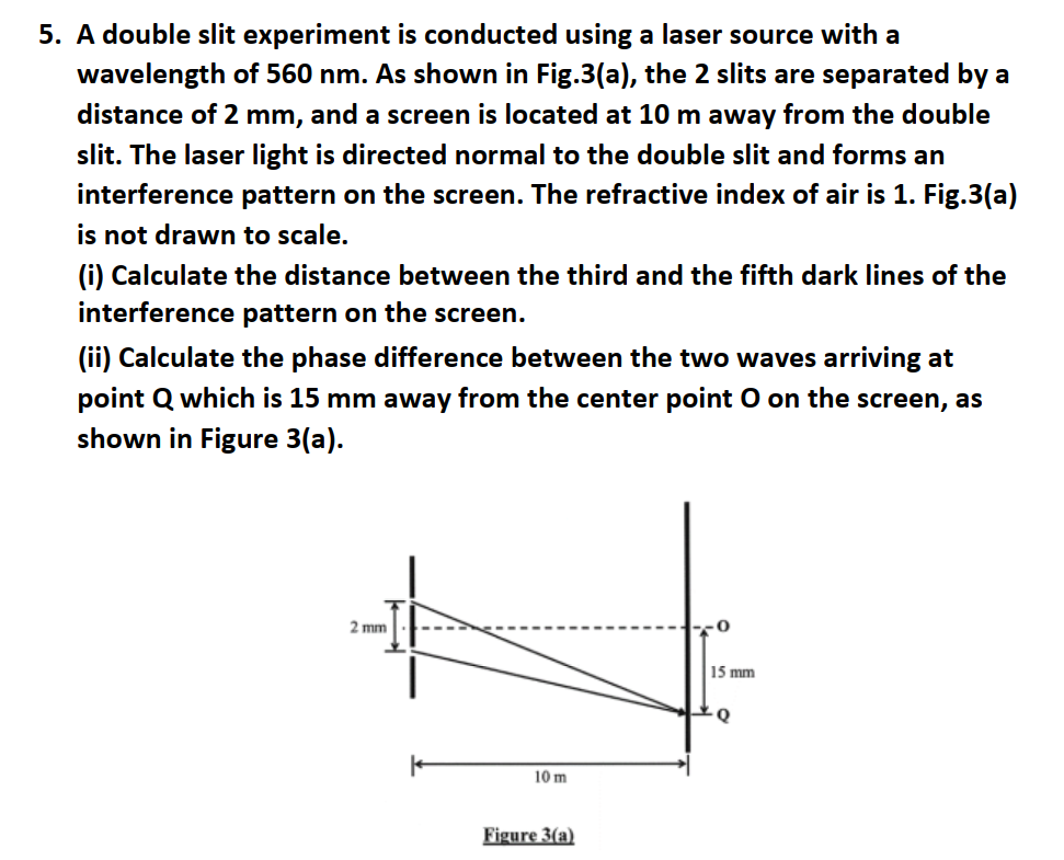 Solved 5. A double slit experiment is conducted using a | Chegg.com