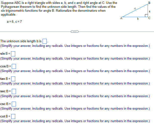 Solved Suppose ABC is a right triangle with sides a,b, and c | Chegg.com