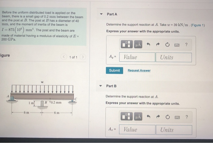 Solved Before the uniform distributed load is applied on the | Chegg.com