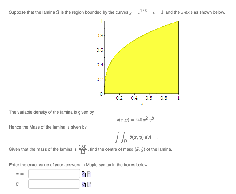 Solved Suppose that the lamina Ω is the region bounded by | Chegg.com