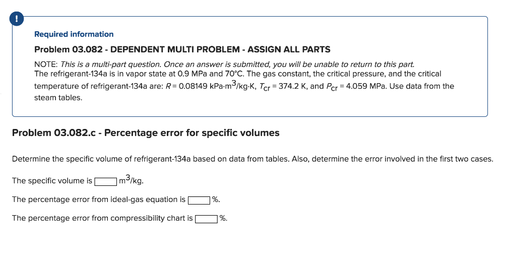 Solved Required information Problem 03.082 DEPENDENT MULTI | Chegg.com