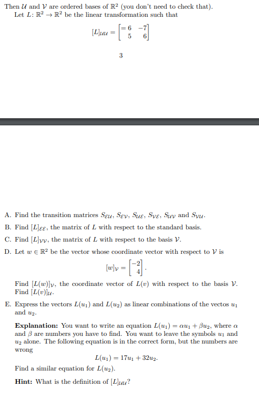 Solved Problem 7. Recall that the standard basis of R2 is | Chegg.com