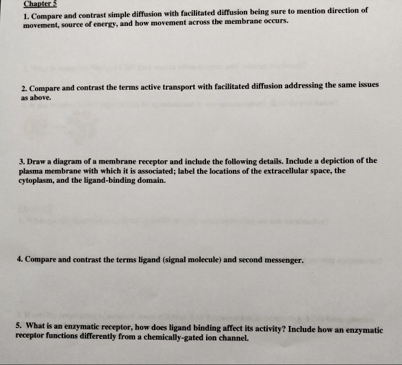 Solved Chapter 5 1. Compare and contrast simple diffusion | Chegg.com