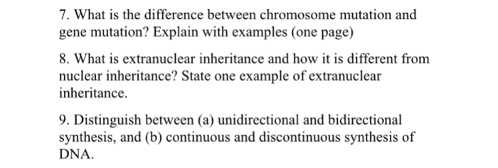Solved 7. What is the difference between chromosome mutation | Chegg.com