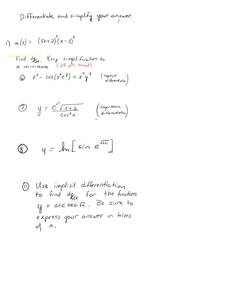 Solved Differentiate and simplify your answer. O a (x) = | Chegg.com