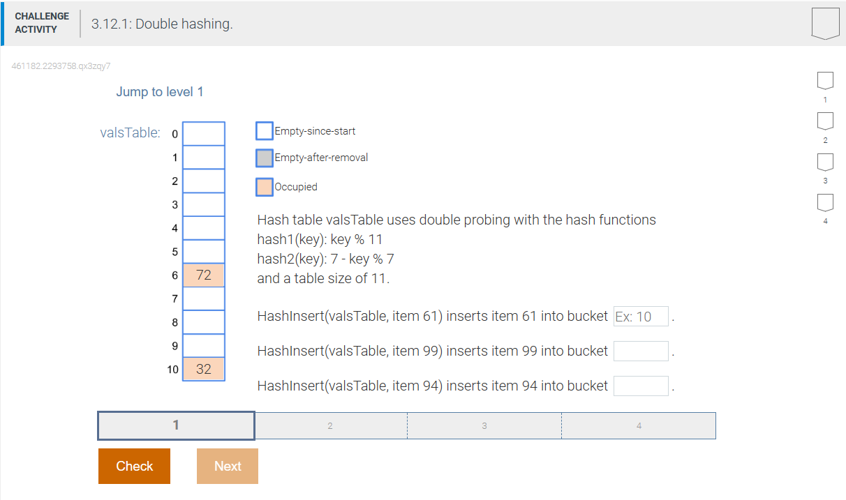 Solved CHALLENGE ACTIVITY 3.12.1: Double hashing. | Chegg.com Solved CHALLENGE ACTIVITY 3.12.1: Double hashing. | Chegg.com