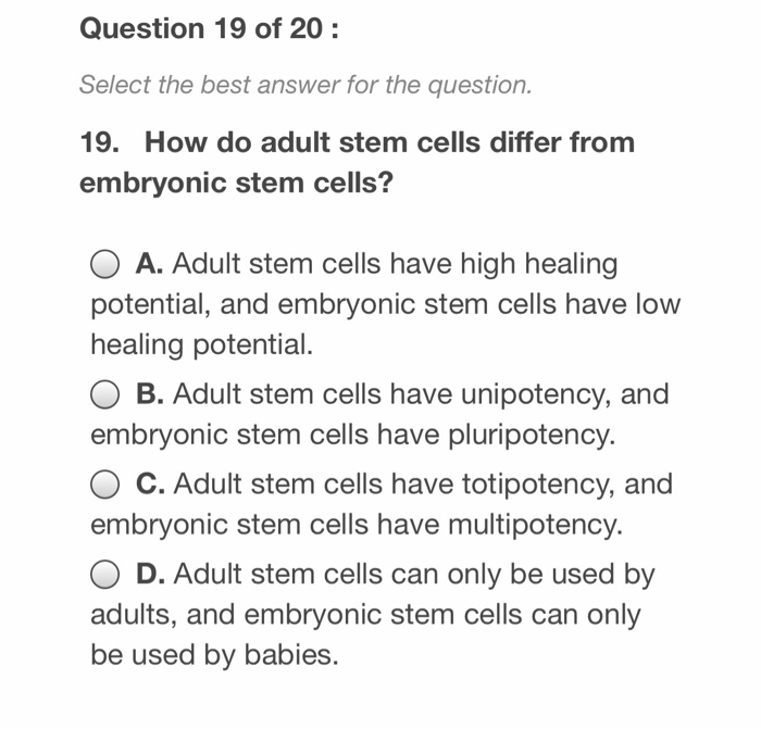 Solved Question 17 of 20: Select the best answer for the | Chegg.com