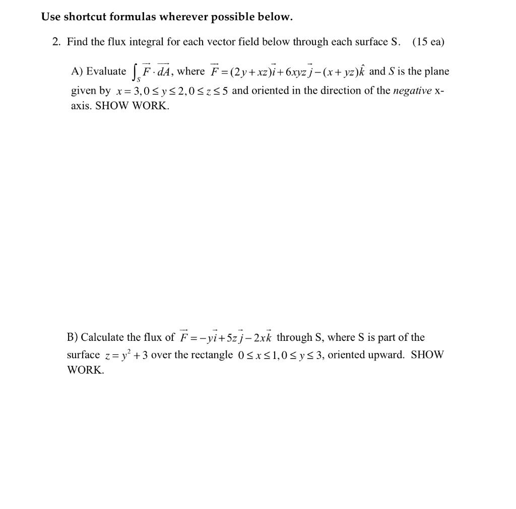Solved Use shortcut formulas wherever possible below. 2. | Chegg.com