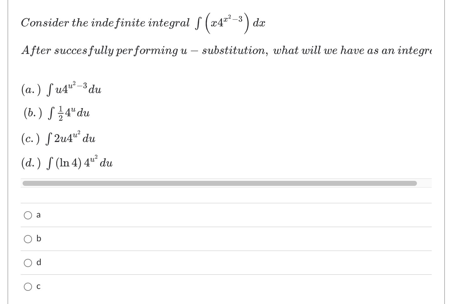 Solved Consider the inde finite integral S (24-2-3) da After | Chegg.com