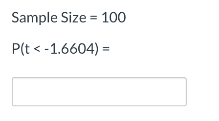 Solved Sample Size = 100 P(t