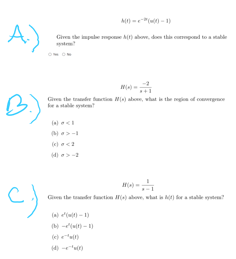 Solved H T E 2t U T 1 д Given The Impulse Response