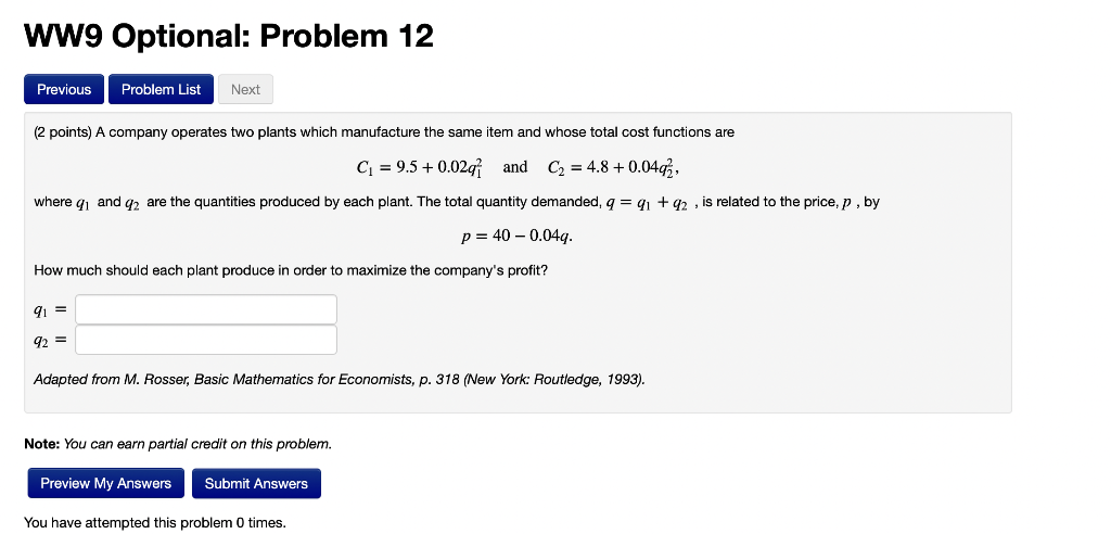 Solved C1=9.5+0.02q12 and C2=4.8+0.04q22 where q1 and q2 are | Chegg.com