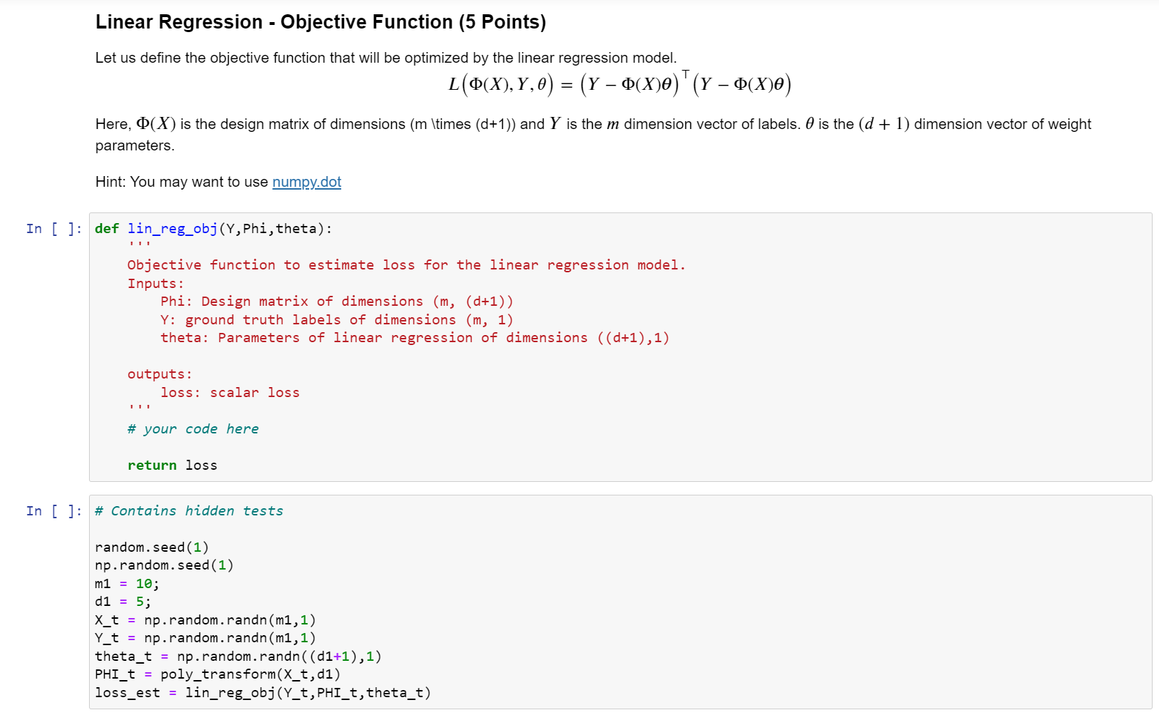 Solved Linear Regression Objective Function 5 Points Let 